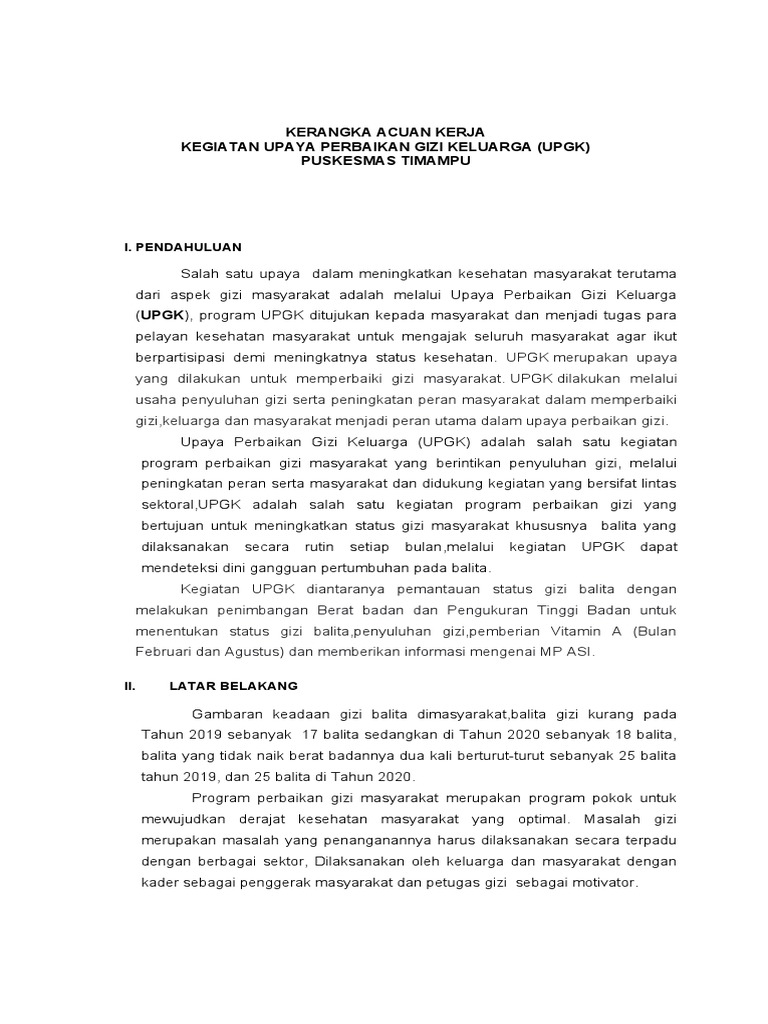 Upaya Perbaikan Gizi Keluarga di Puskesmas | PDF | Kesehatan Holistik