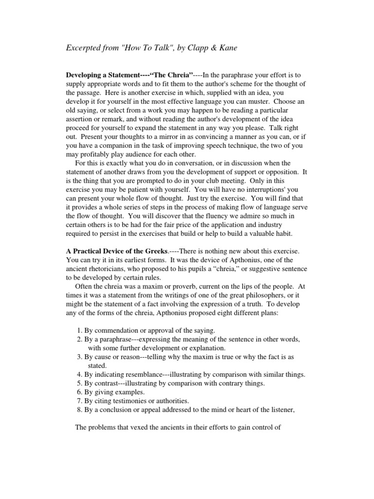 The Chreia | PDF | Rhetoric | Proverb