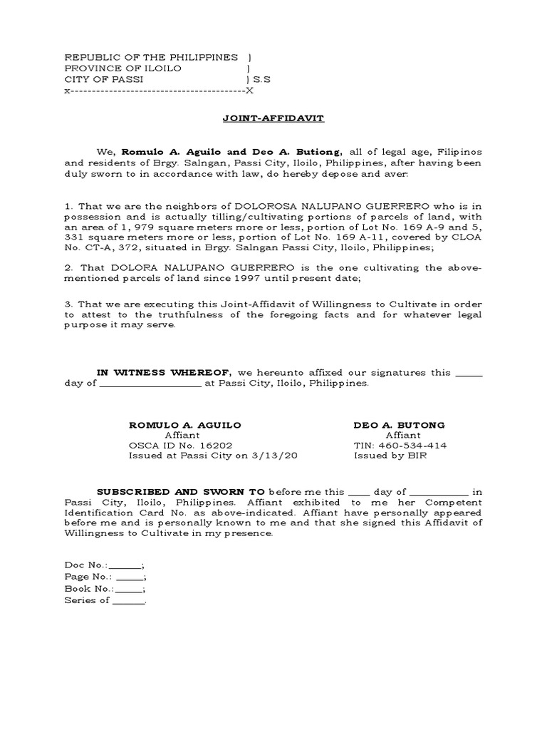 Joint Affidavit | PDF