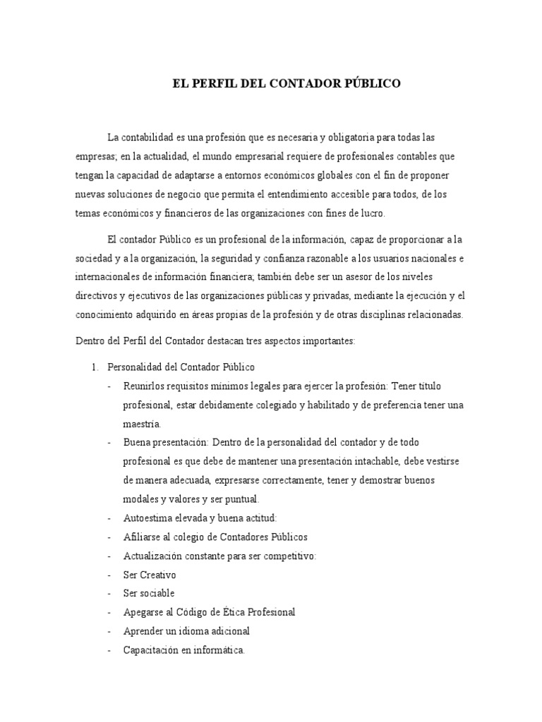 El Perfil Del Contador Público Pdf Contabilidad Contador