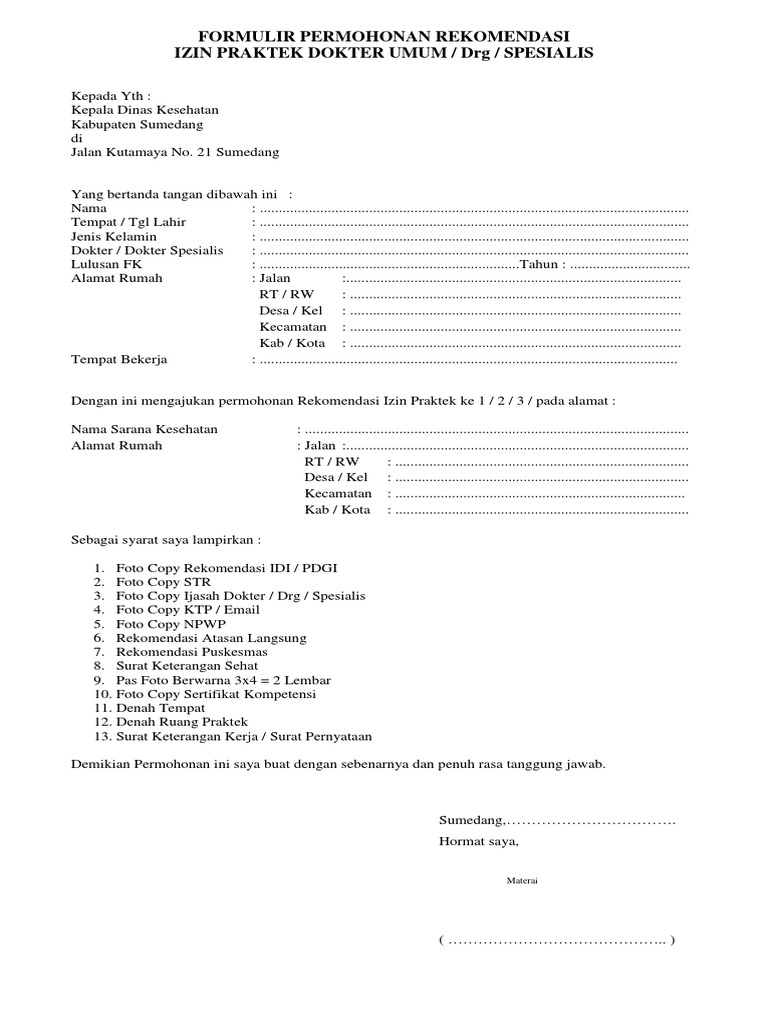 Formulir Sip Terbaru 2021-2024 | PDF