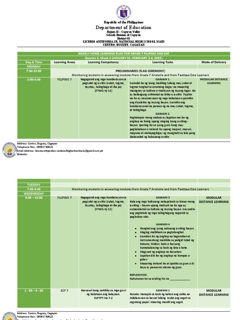 2ND QTR WHLP February Week 1 | PDF