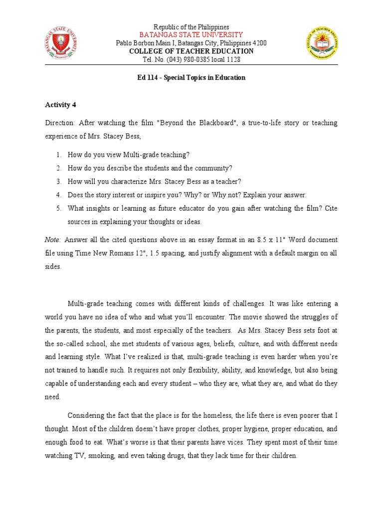 Ed 114 - Activity 4 | PDF | Teachers | Cognitive Science