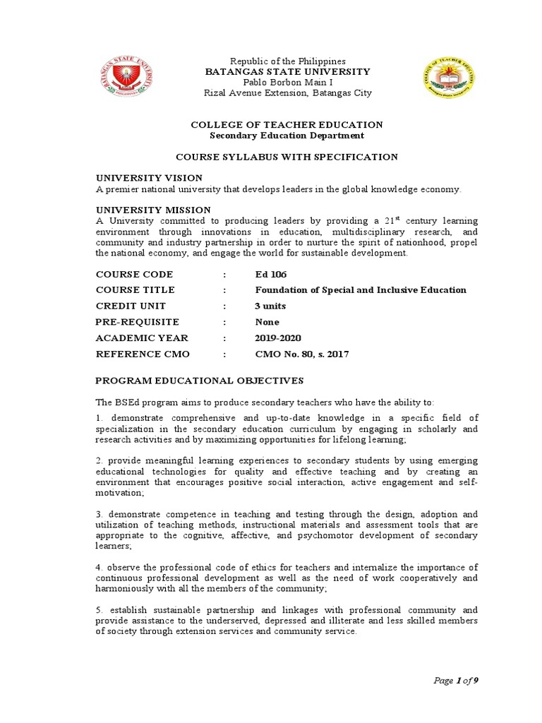 Ed 106 - BSED Science | Download Free PDF | Special Education ...