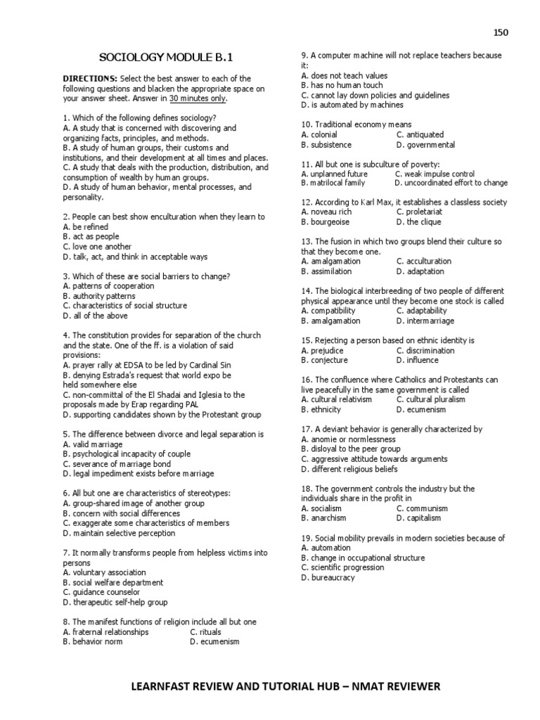Sociology Module B1 2017 | PDF | Society | Marriage