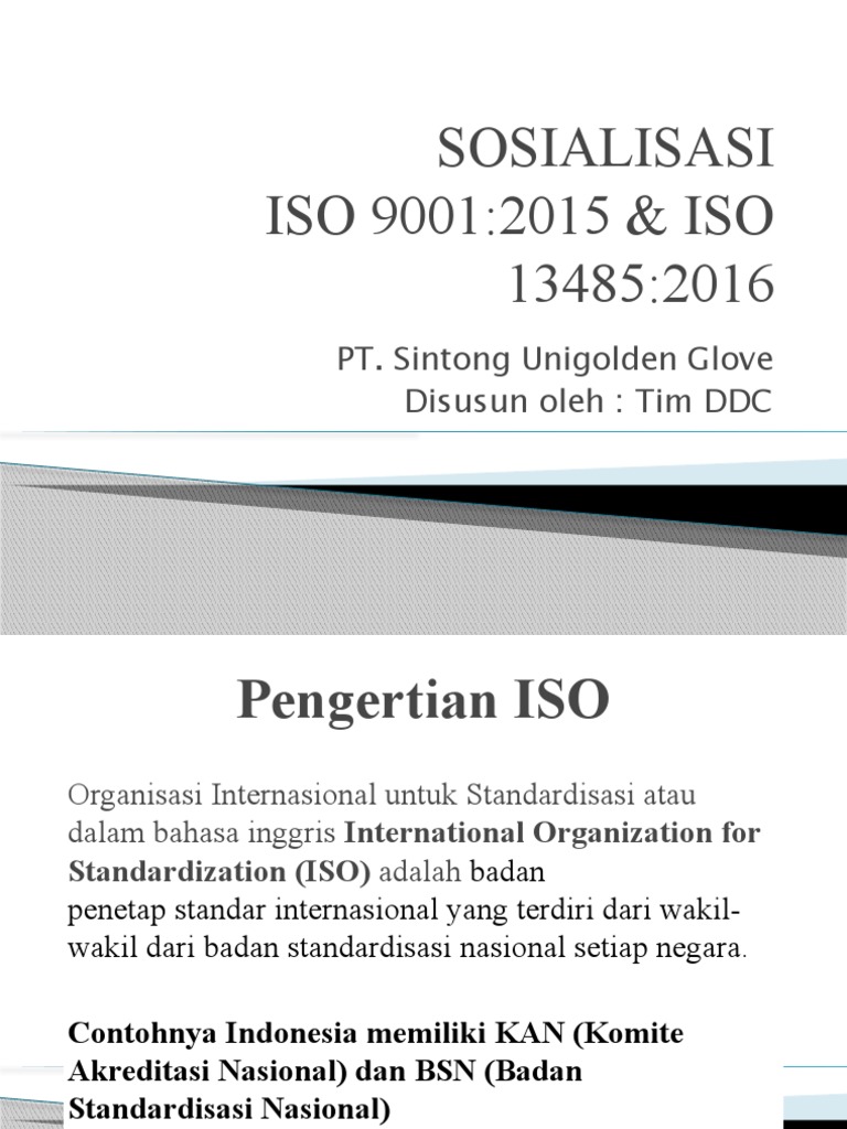 SOSIALISASI ISO (PT - Sintong Unigolden Glove) | PDF