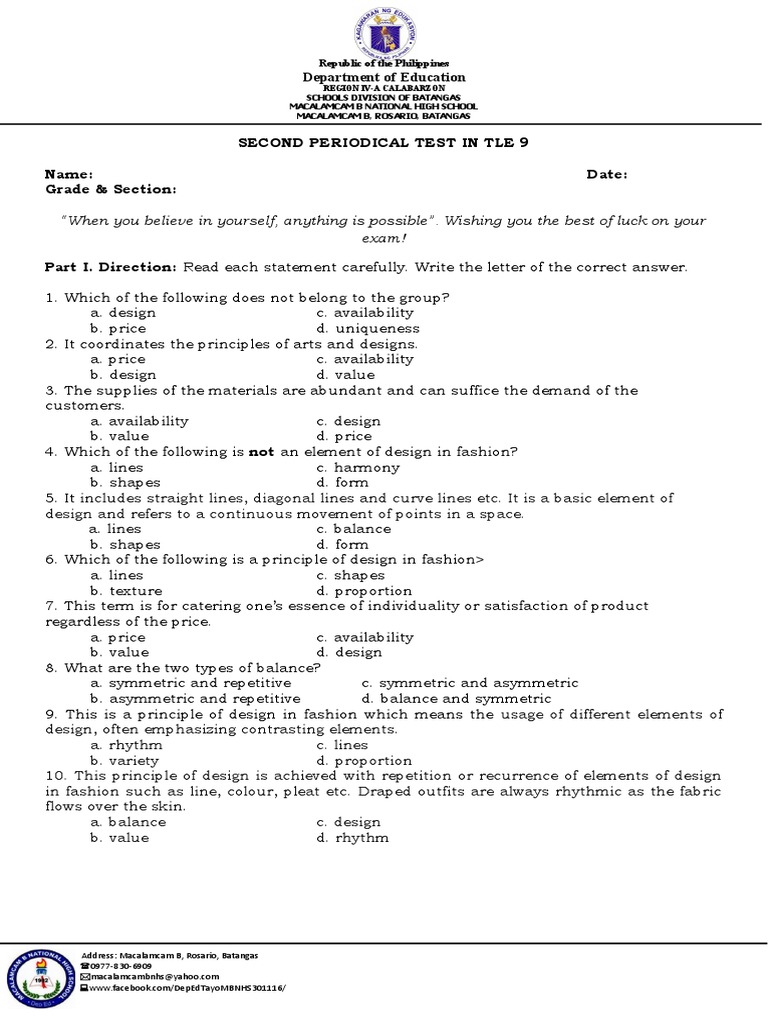 TLE 9 Second Periodical Test | PDF