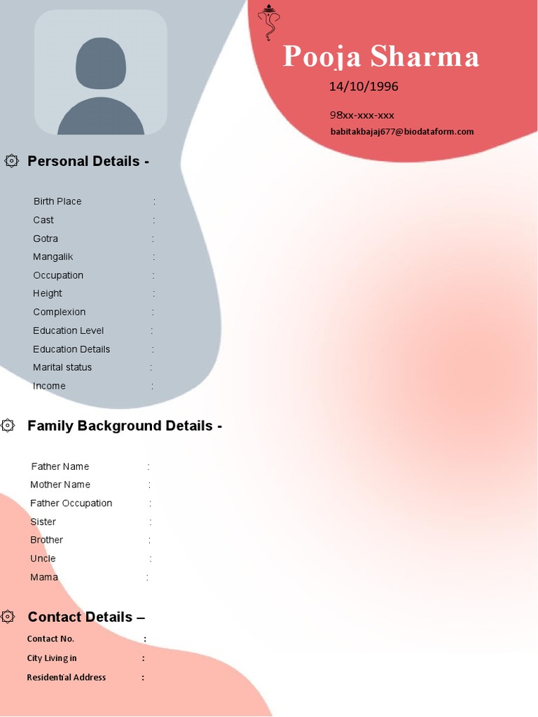 Marriage Biodata Format in English | PDF