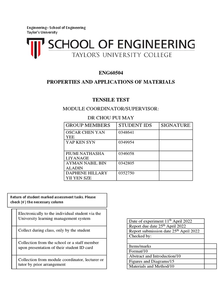 Analysis of the Tensile Strength Properties of Various Metals Through ...