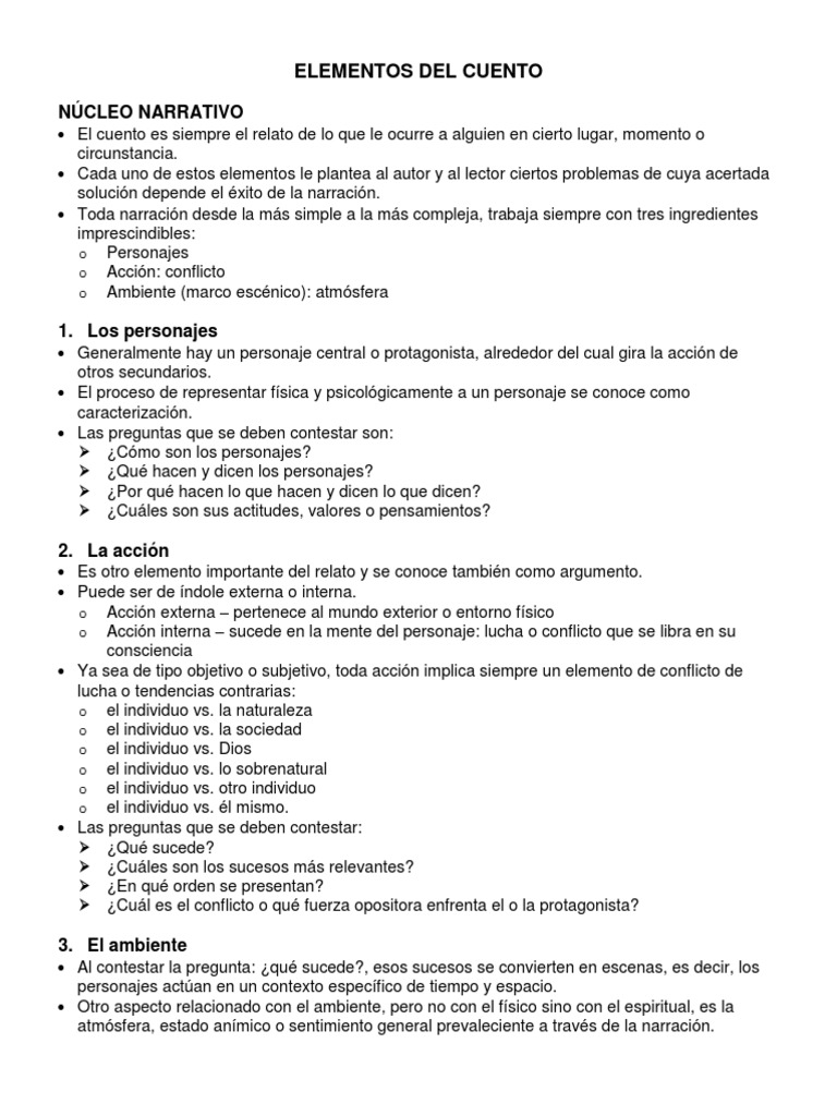Elementos Esenciales del Cuento | PDF | Narración | Cuentos