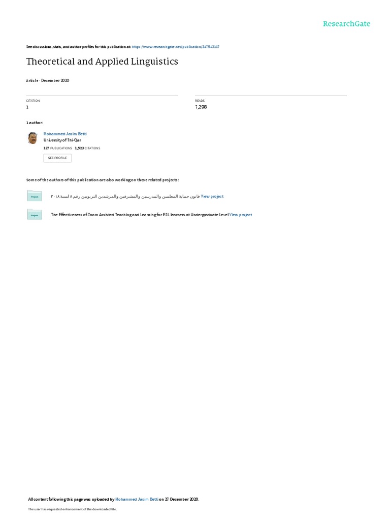 Theoretical and Applied Linguistics | PDF | Linguistics | Theory