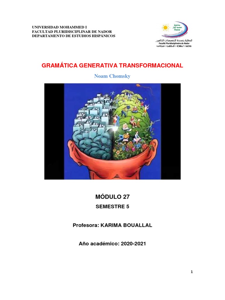 GRAMÁTICA GENERATIVA TRANSFORMACIONAL 2020 - Karima Bouallal | PDF ...