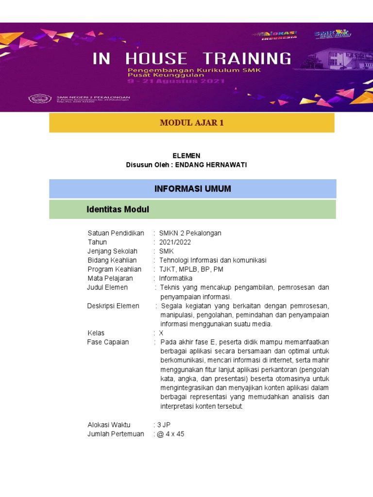 Modul Ajar Informatika TIK | PDF