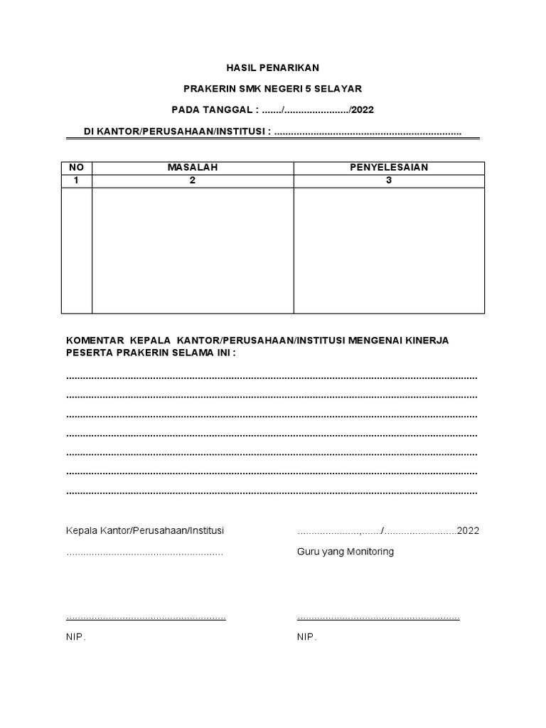 Lembar Hasil Monitoring | PDF | Bisnis | Teknologi & Rekayasa