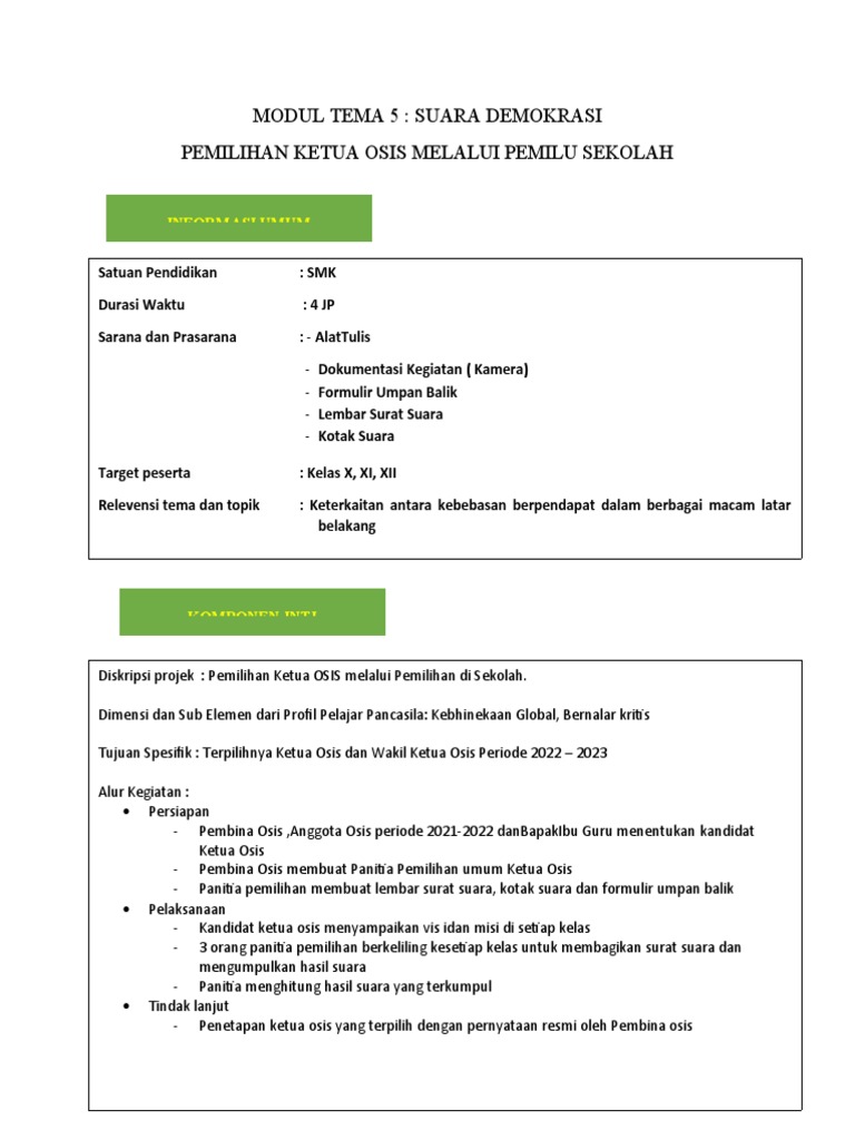 Modul Tema 5 P5 Suara Demokrasi | PDF