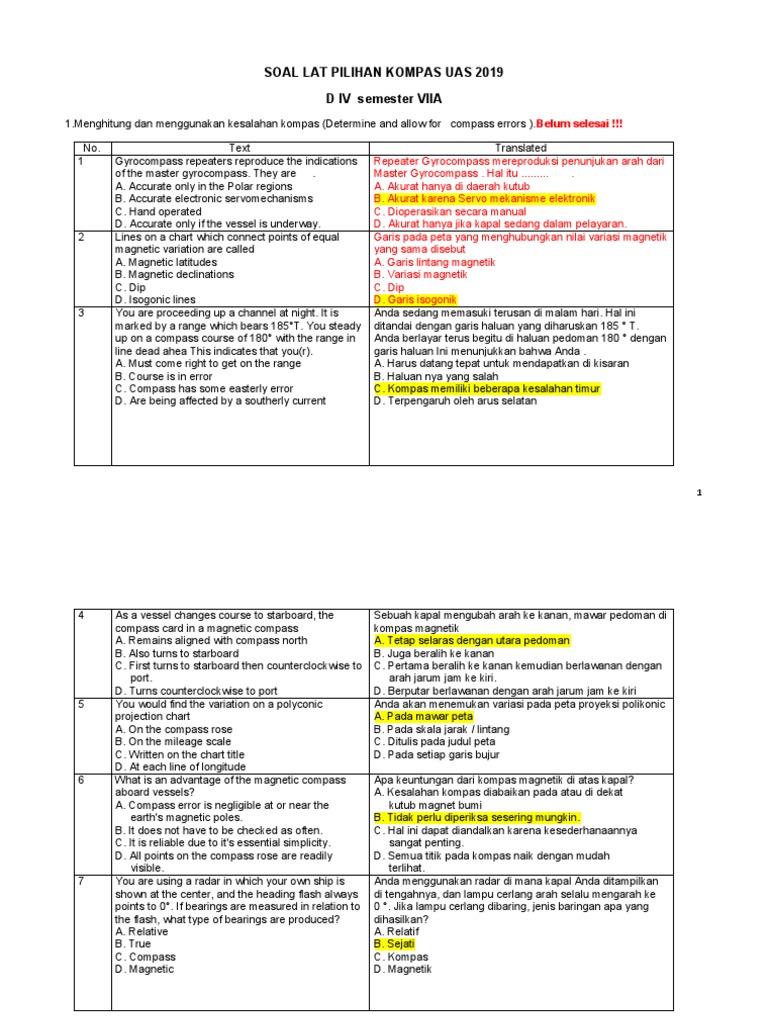 XXXXXXXXX Soal Latihan Pilihan Kompas UAD NII AB Rev 02 16.01.19 | PDF