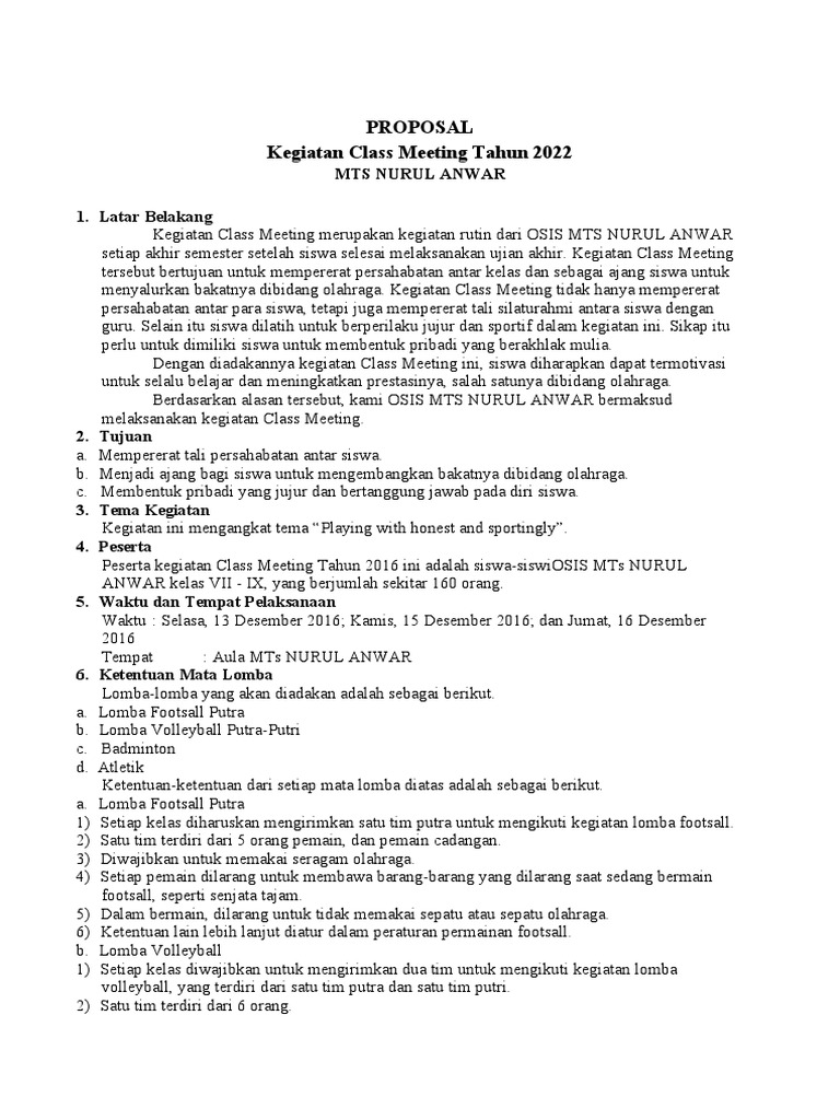 Proposal Class Meeting | PDF