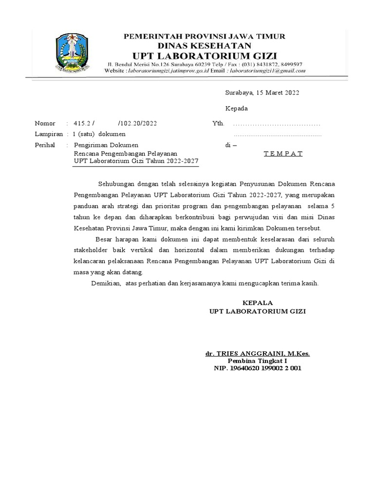 Surat Pengantar Pengiriman Dokumen RPP | PDF