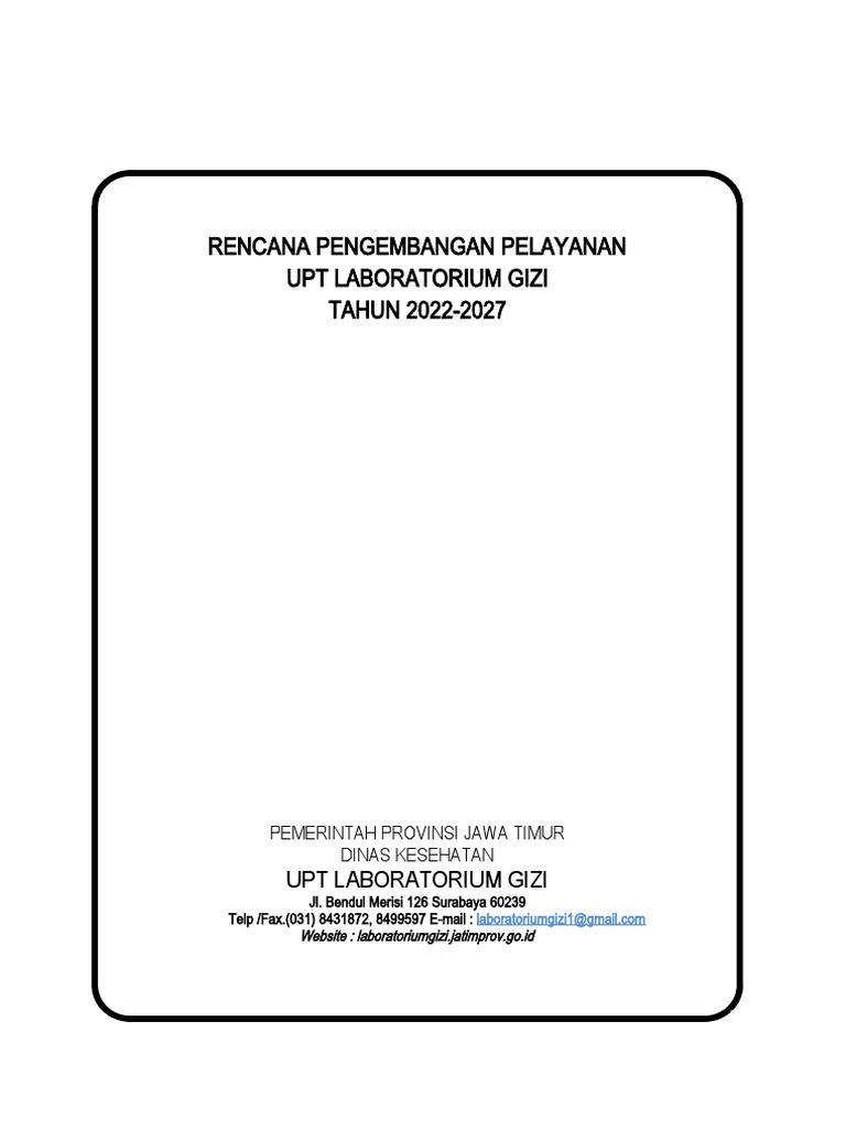 RPP Upt Lab Gizi 2022-2027 | PDF