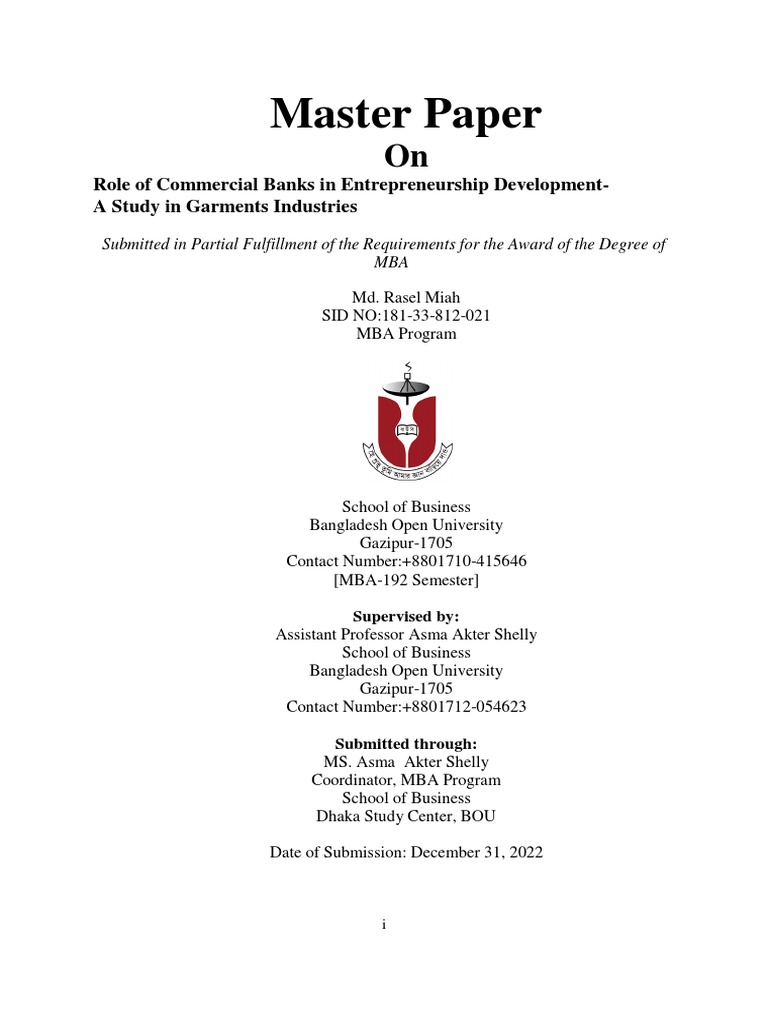 Master Paper (Final) - Role of Commercial Bank Entrepreneurship ...