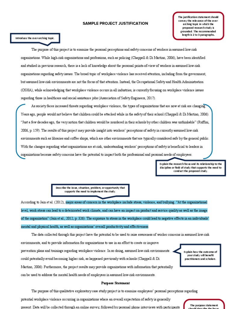 Sample Project Justification | PDF | Occupational Stress | Occupational ...
