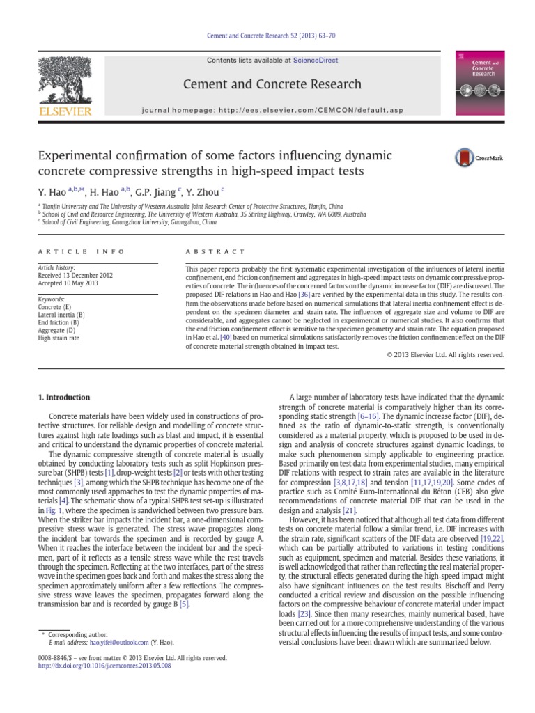 Experimental Confirmation of Some Factors Influencing Dynamic Concrete ... Experimental Confirmation of Some Factors Influencing Dynamic Concrete ...