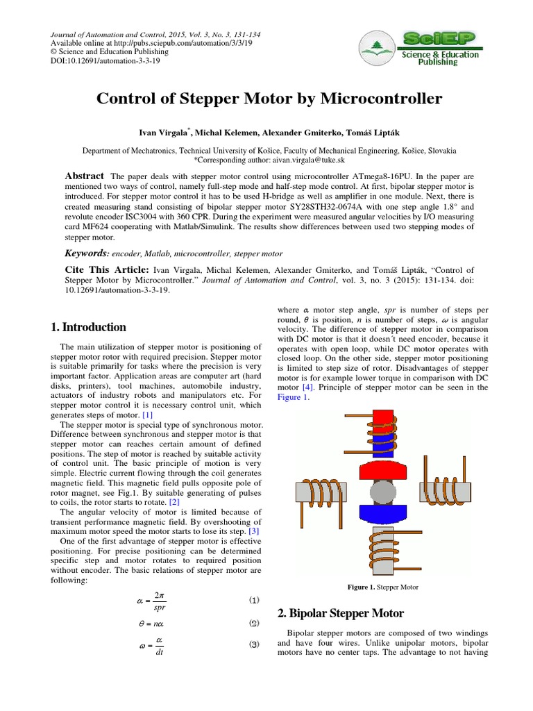 Control of Stepper Motor by Microcontrol | PDF | Electric Motor ...