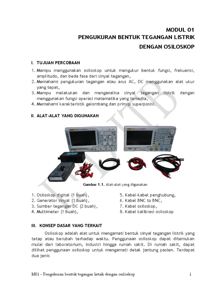 MODUL 01-Pengukuran Bentuk Tegangan Listrik Dengan Osiloskop | PDF