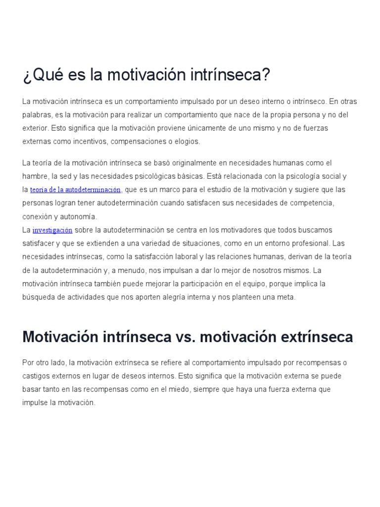 Motivacion Intrinseca | PDF | Motivacional | Motivación