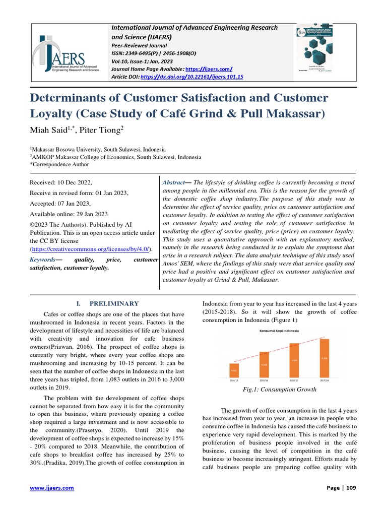 Determinants of Customer Satisfaction and Customer Loyalty (Case Study ...