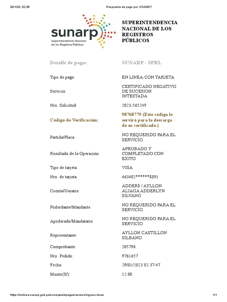 Bienvenido A La Extranet de SUNARP | PDF