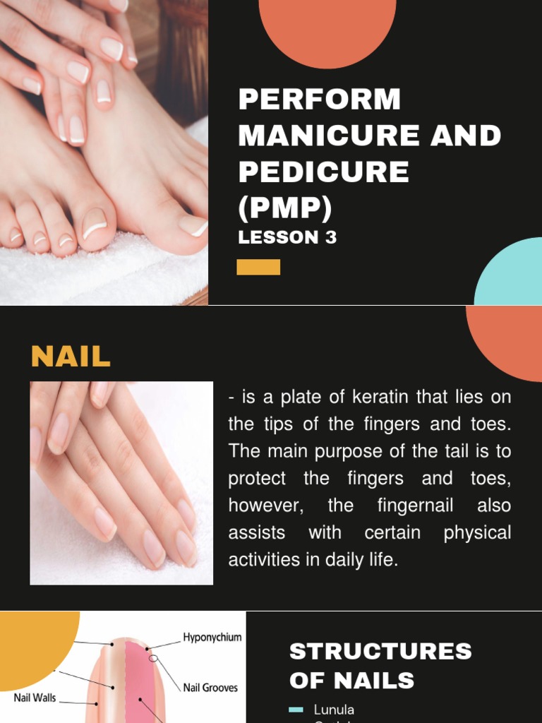 Lesson 3 Perform Manicure and Pedicure PMP | PDF | Nail (Anatomy ...