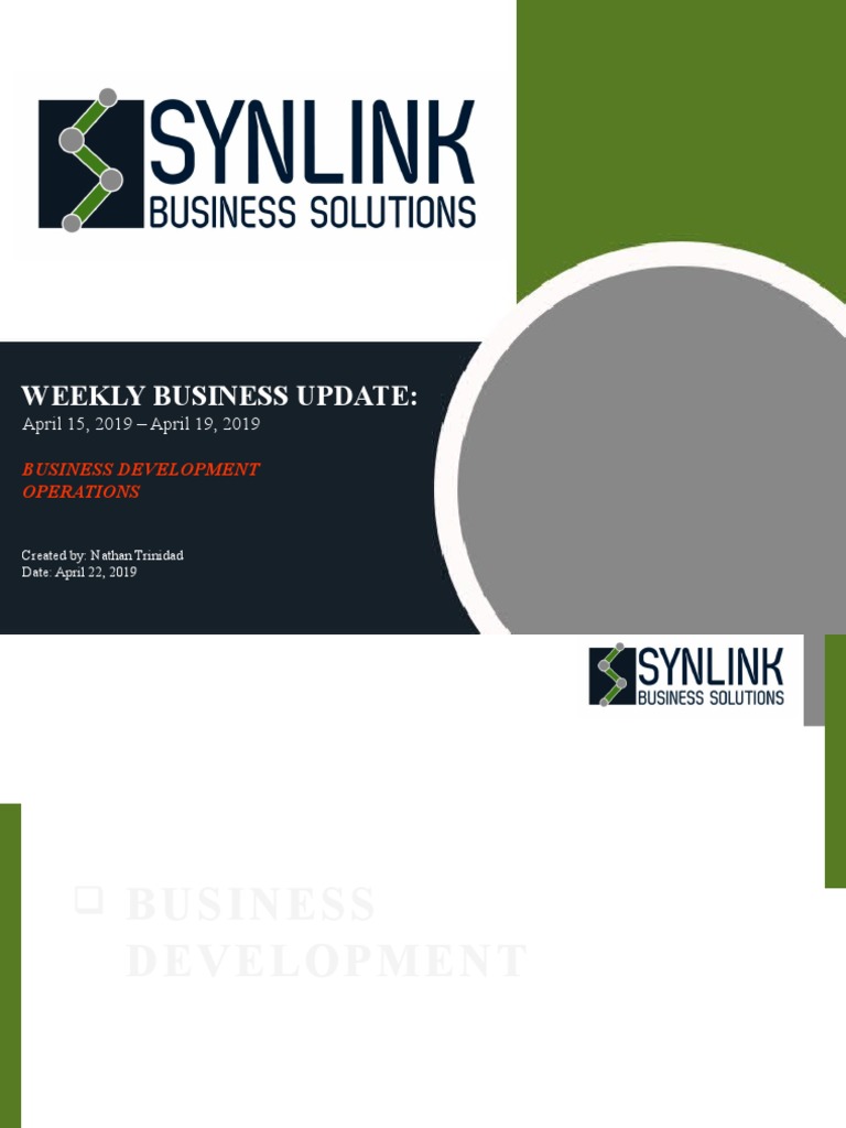 Weekly Business Update - Business Development - 041519-041919 | PDF ...