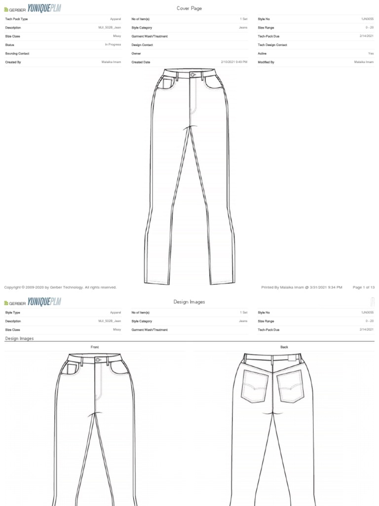 Jean Tech Pack Final | Download Free PDF | Clothing | Seam (Sewing)
