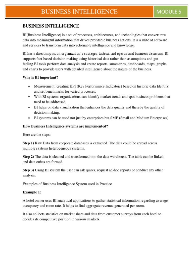 Business Intelligence Module 5: Key Benefits | PDF | Business Intelligence | Analytics