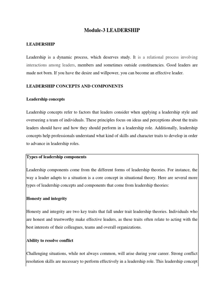 MODULE-3 Leadership | PDF | Leadership | Self Awareness