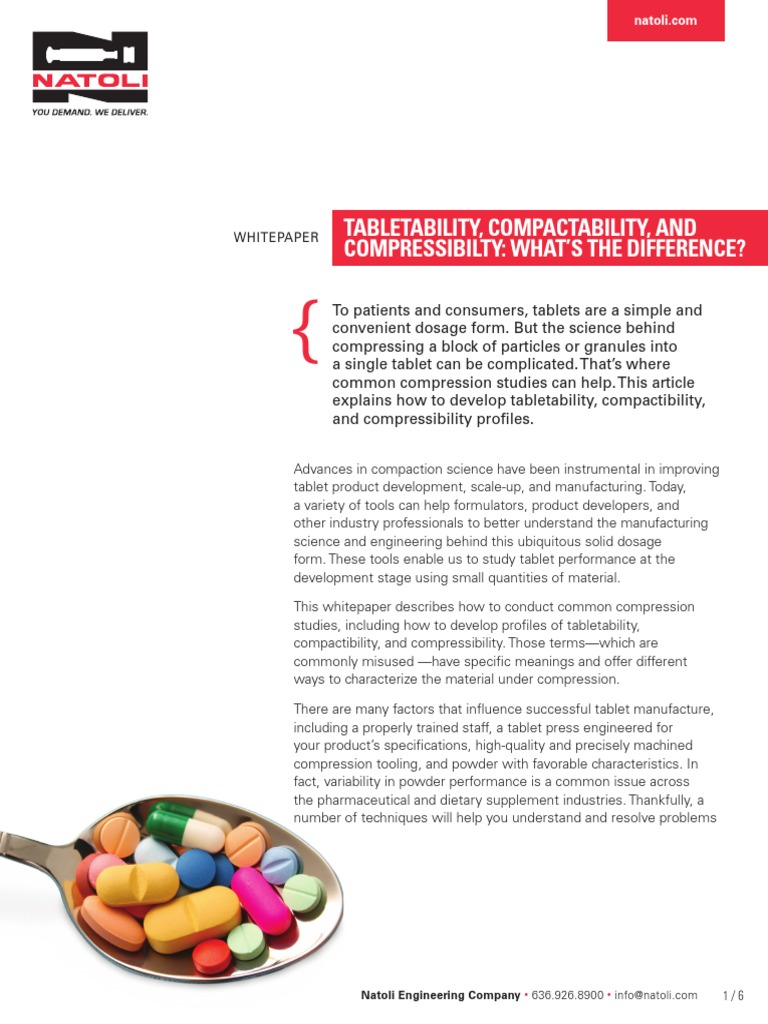Natoli - Tabletability Compactability | PDF | Tablet (Pharmacy ...
