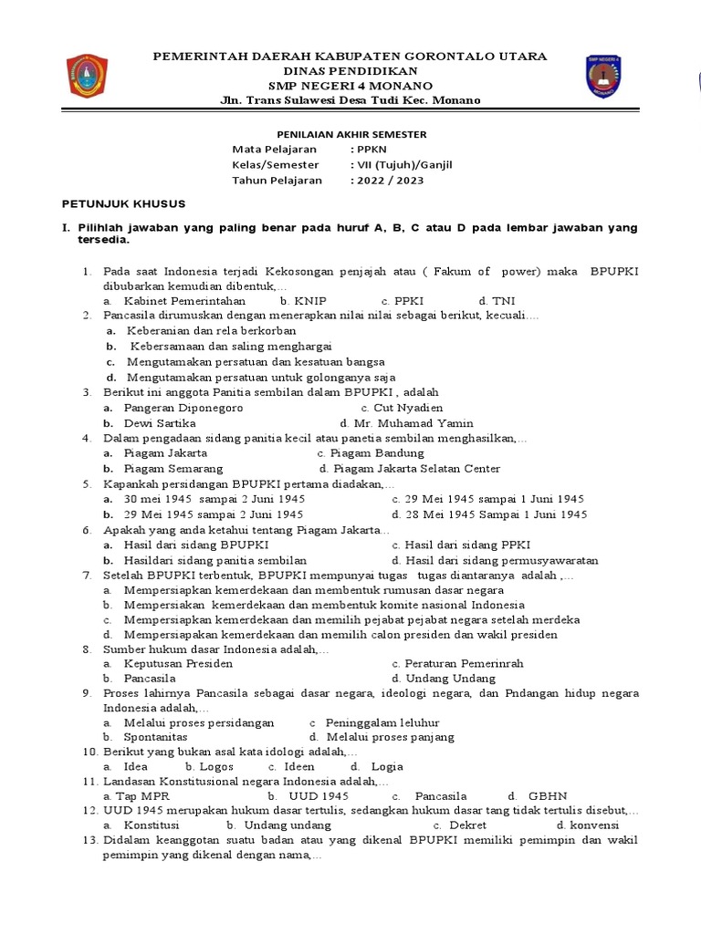 Pas PKN Kelas 7 2022 | PDF