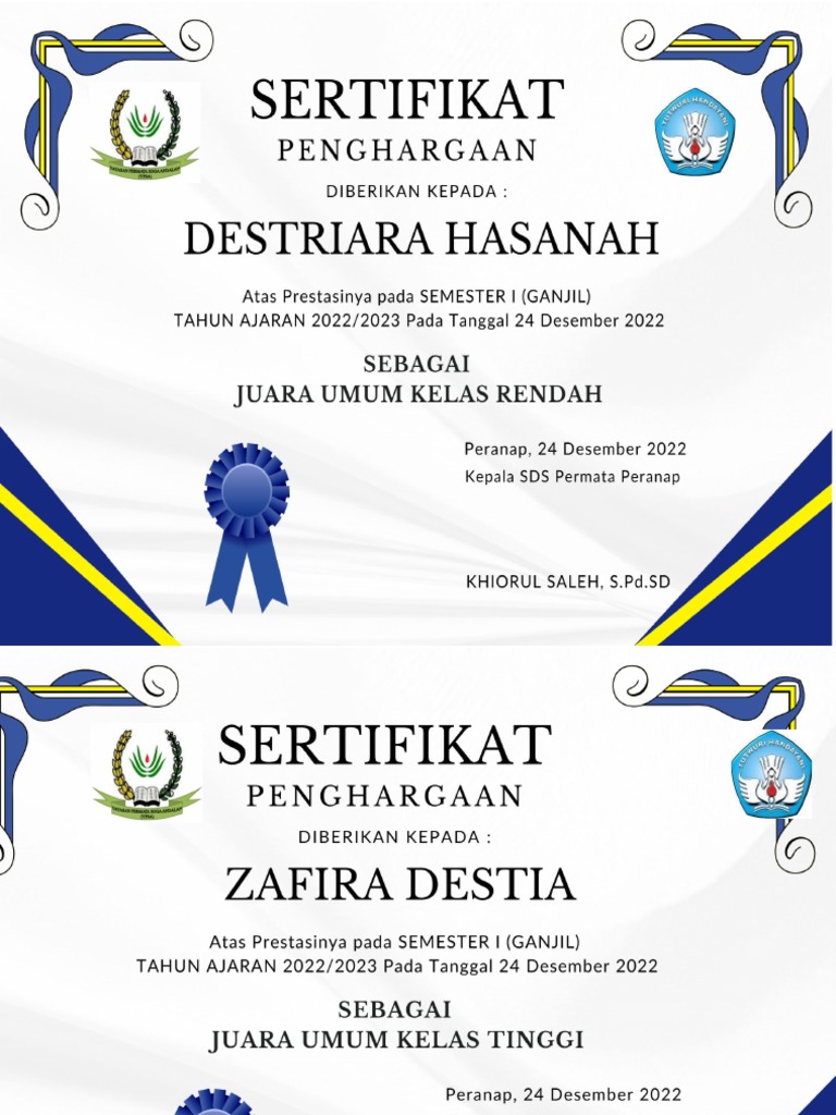 Sertifikat Juara Umum | PDF