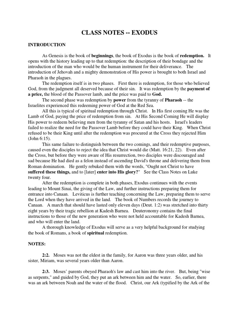 Class Notes Exodus in The Bible | Download Free PDF | Moses | Book Of ...