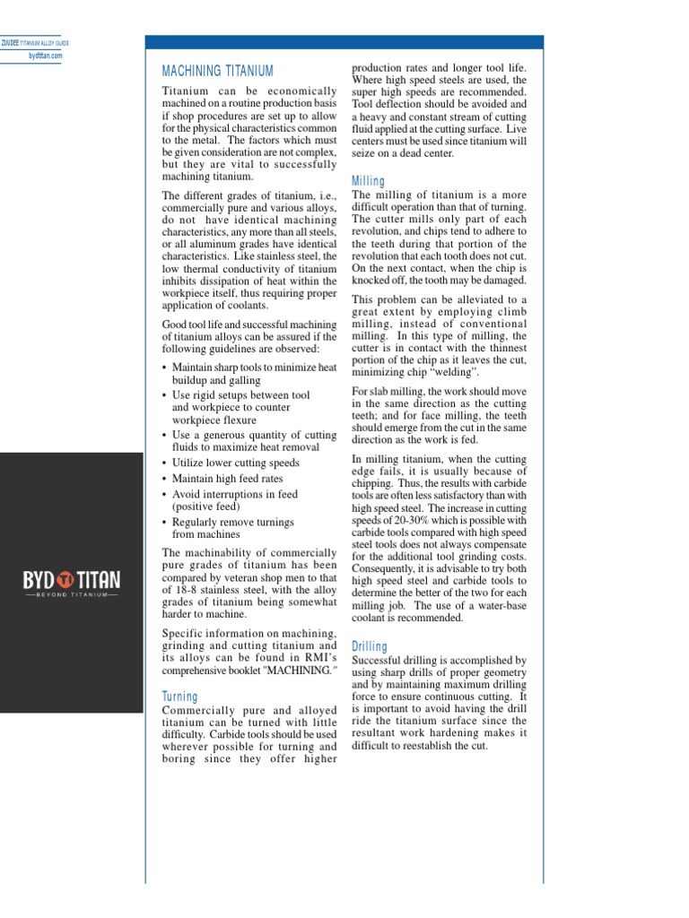 Machining, Forming and Welding Titanium | PDF | Construction | Welding