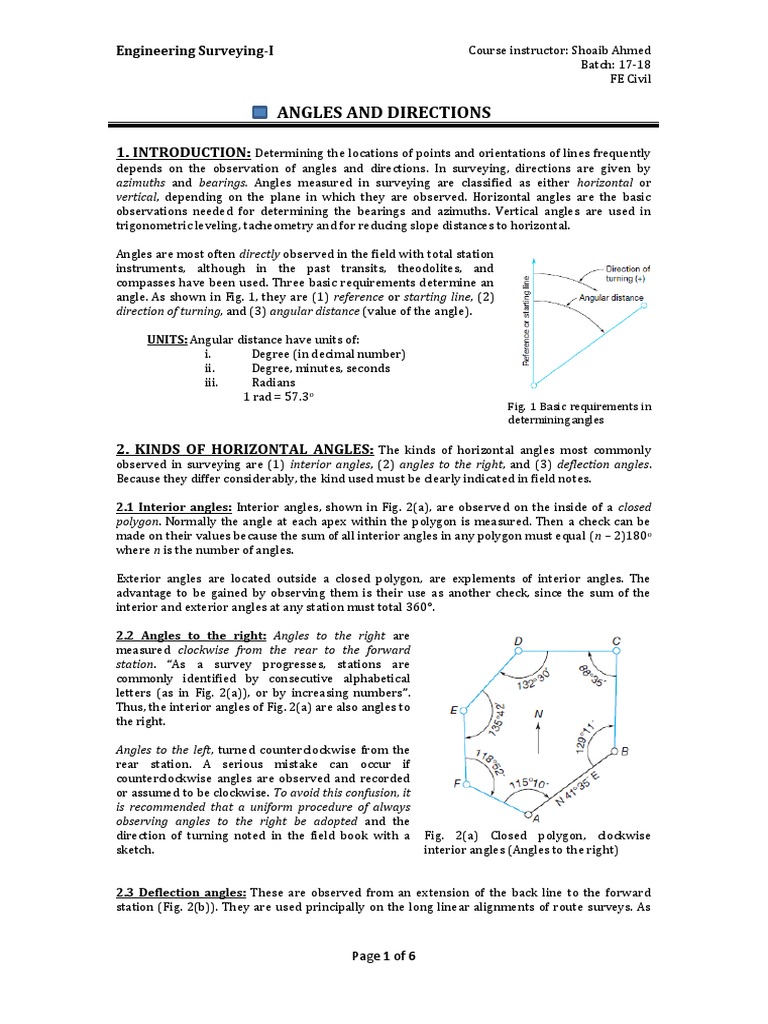 Handout - Angles and Directions | PDF | Angle | Compass