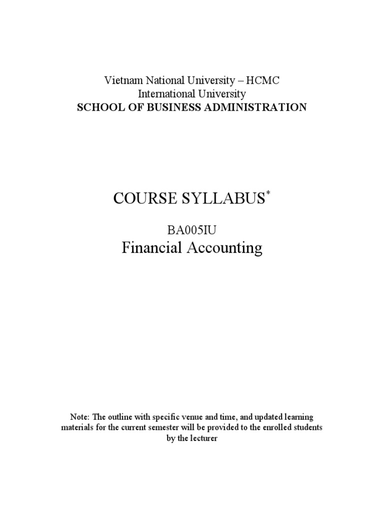 Financial Accounting BA005IU | PDF | Accounting | Financial Statement