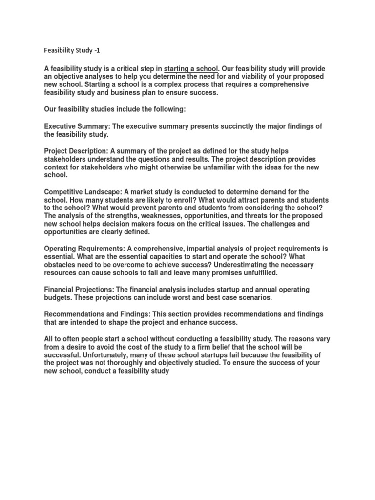 New School Feasibility Study Guide | PDF | Feasibility Study | Methodology