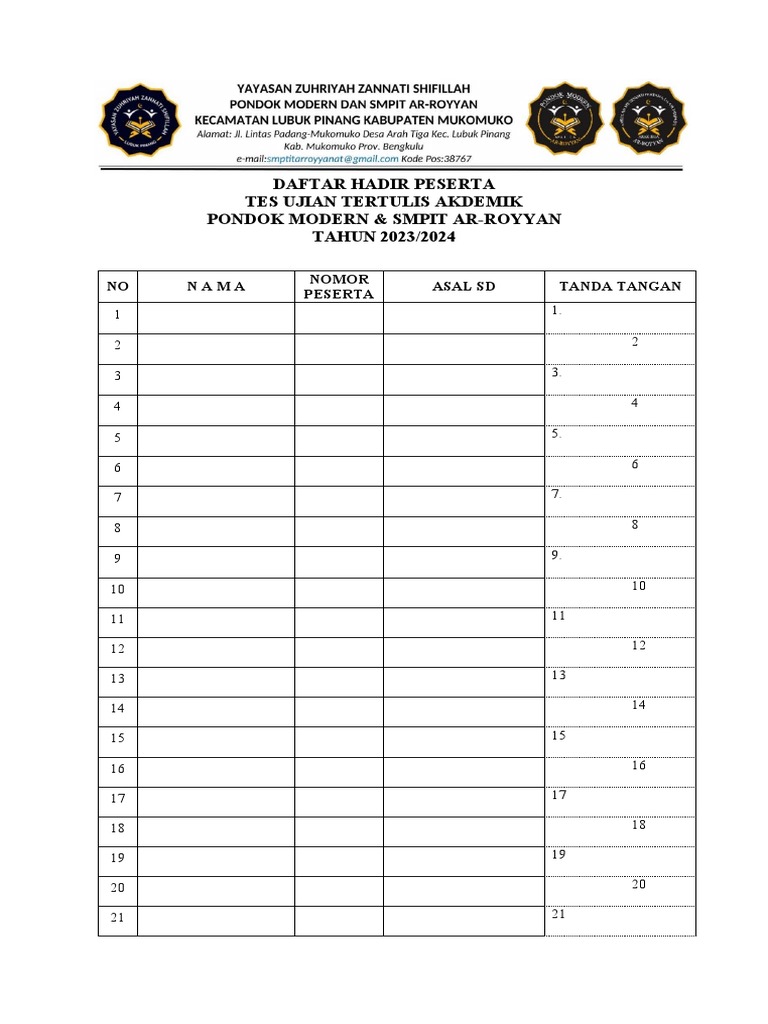 Daftar Hadir PPDB | PDF