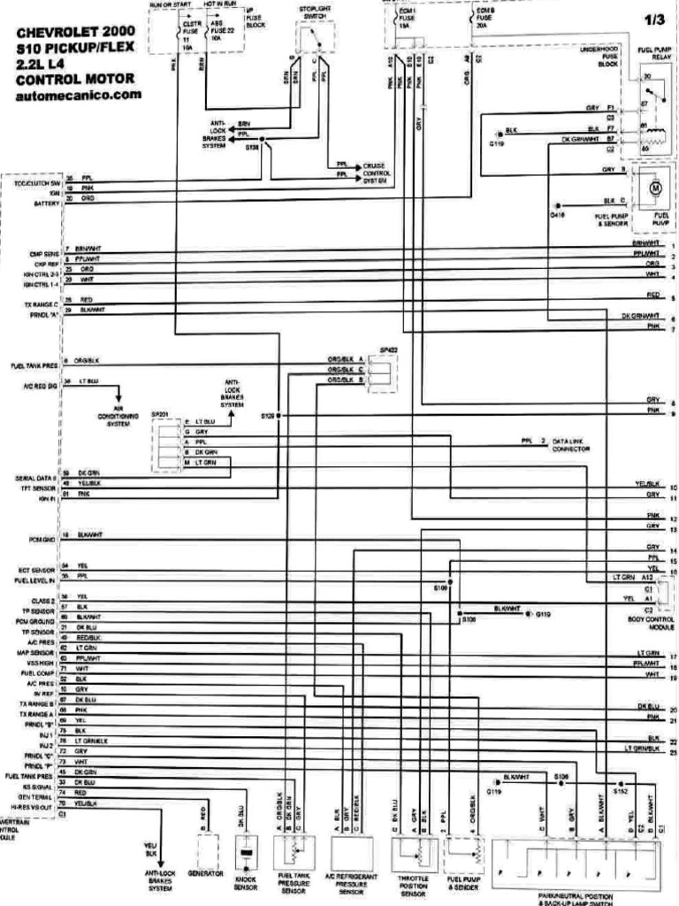 Diagrama Eléctrico Chevrolet s10 - Luv 2.2 | PDF | Mechanics | Hydraulics