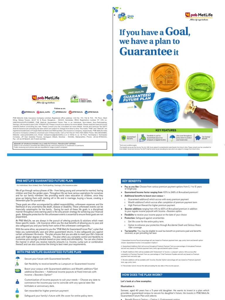 PNB MetLife Guaranteed Future Plan benefits | PDF | Insurance | Life ...