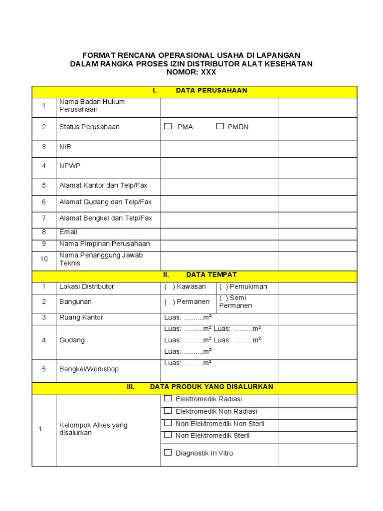 Rencana Operasional Izin Distributor Alat Kesehatan | PDF