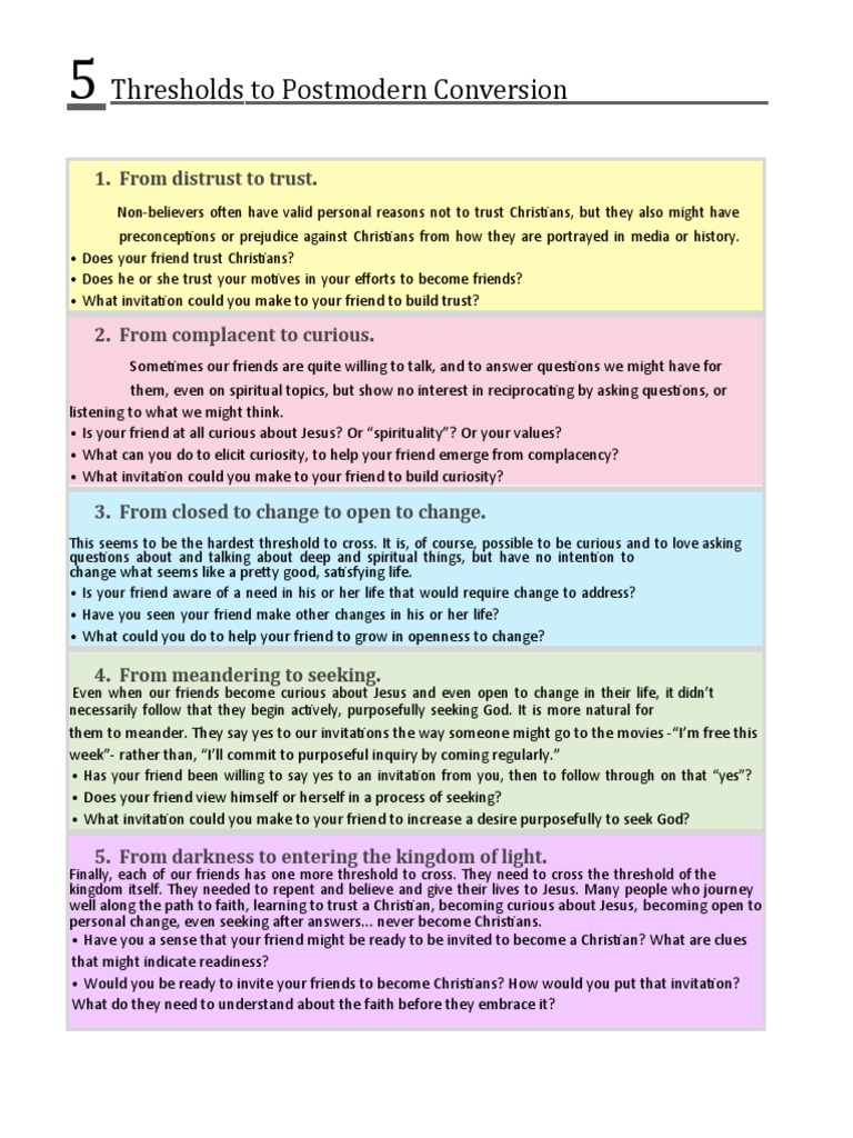The Five Thresholds of Evangelism | PDF | Jesus | Prayer