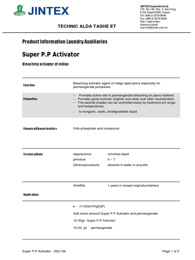 Indigo Bleaching Activator Guide | PDF | Bleach | Physical Sciences